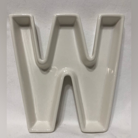 Storage & Organization | Ceramic Initial Letter W Or M Tray Beige 6l ...